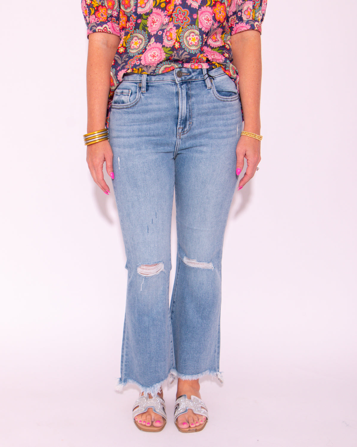 Happi High Rise Super Fray Crop Flare — Gaudie and Company