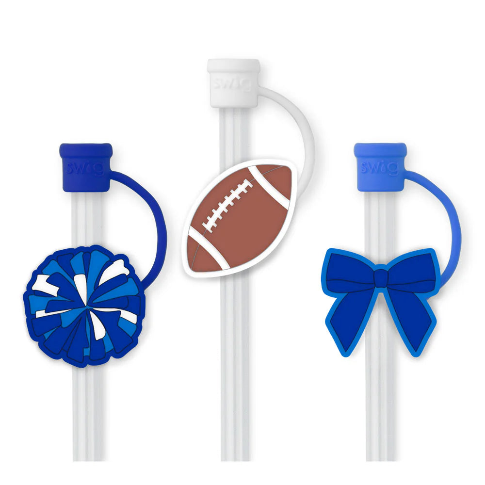 We've Got Spirit Royal Blue Straw Toppers — Gaudie and Company