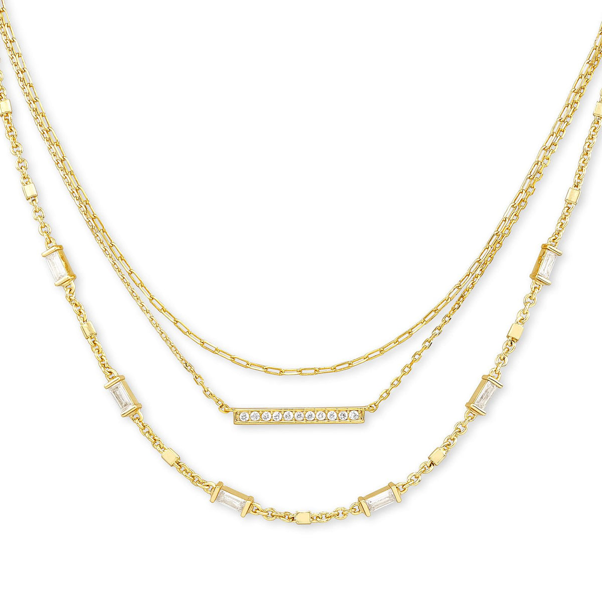 Addison Multi Strand Necklace in Gold — Gaudie and Company